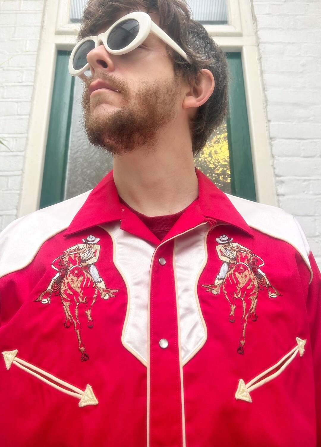 XXL Vintage 70s Western Shirt: Embroidered Rodeo Horse and Cowboy ...