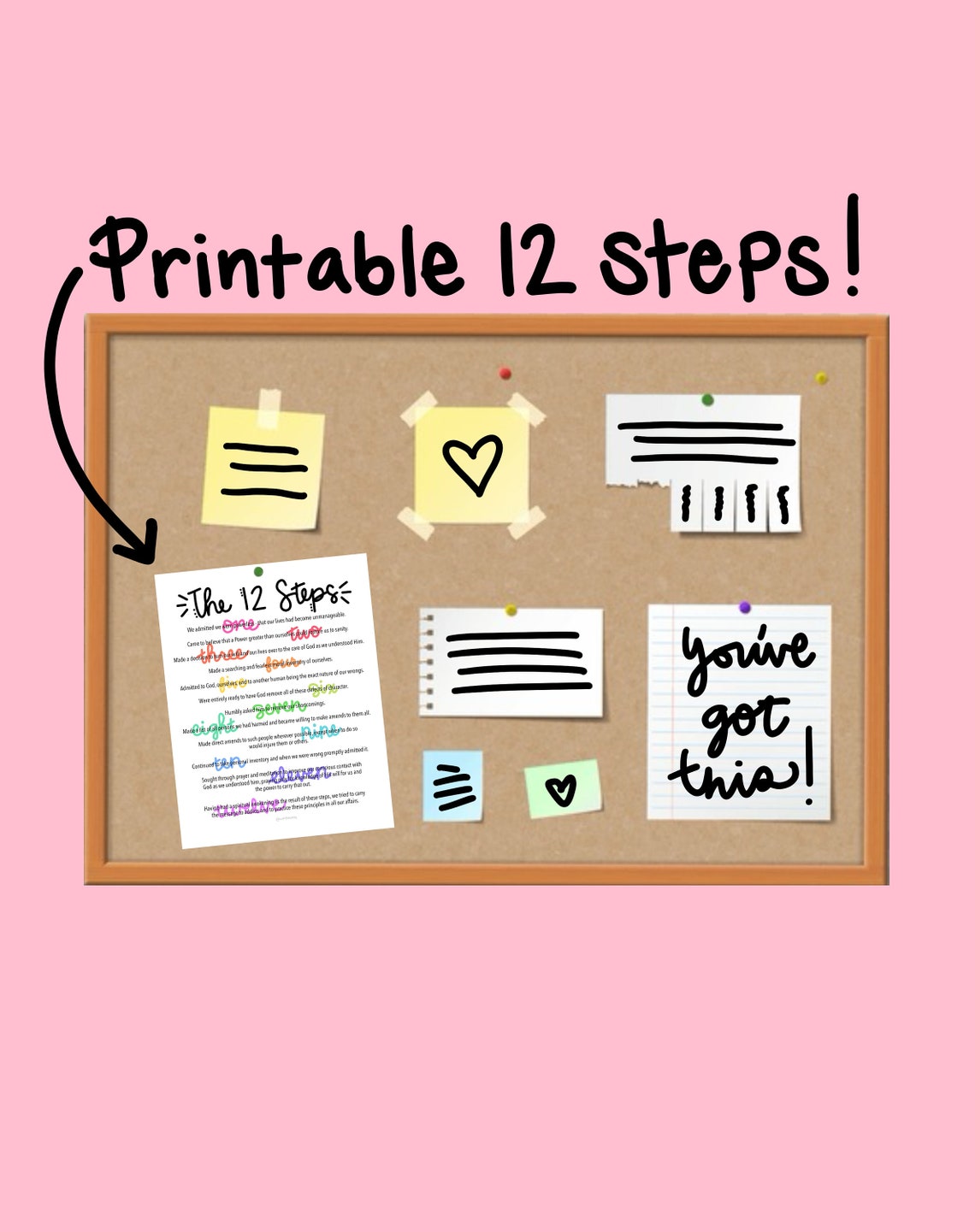 The 12 Steps of Recovery AA NA Cute Colorful Printable File PNG 8.5x11 ...