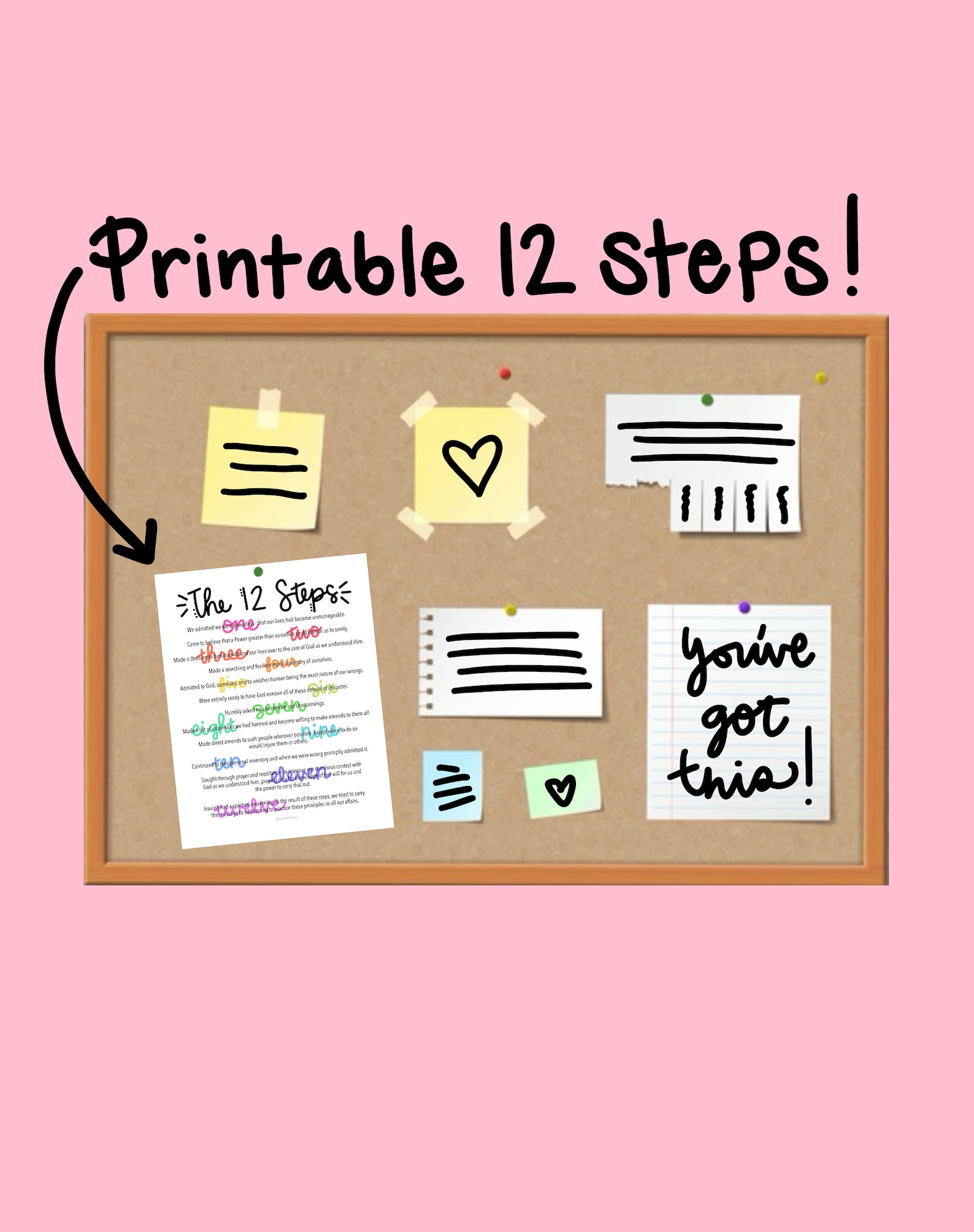 The 12 Steps Cute Colorful Printable File PNG 8.5x11 - Etsy