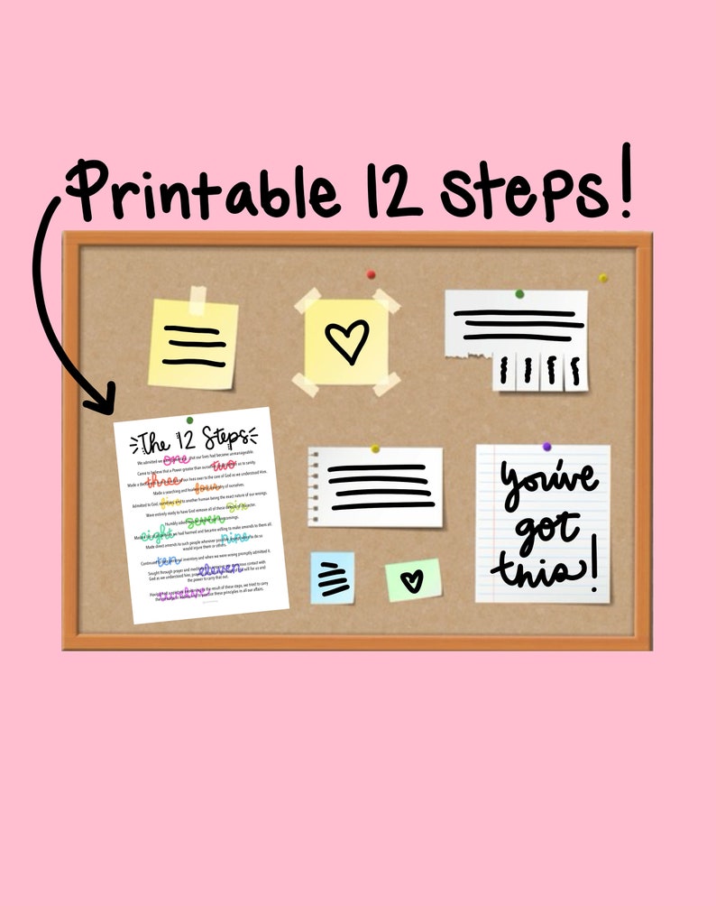 The 12 Steps of Recovery AA NA Cute Colorful Printable File PNG 8.5x11 ...