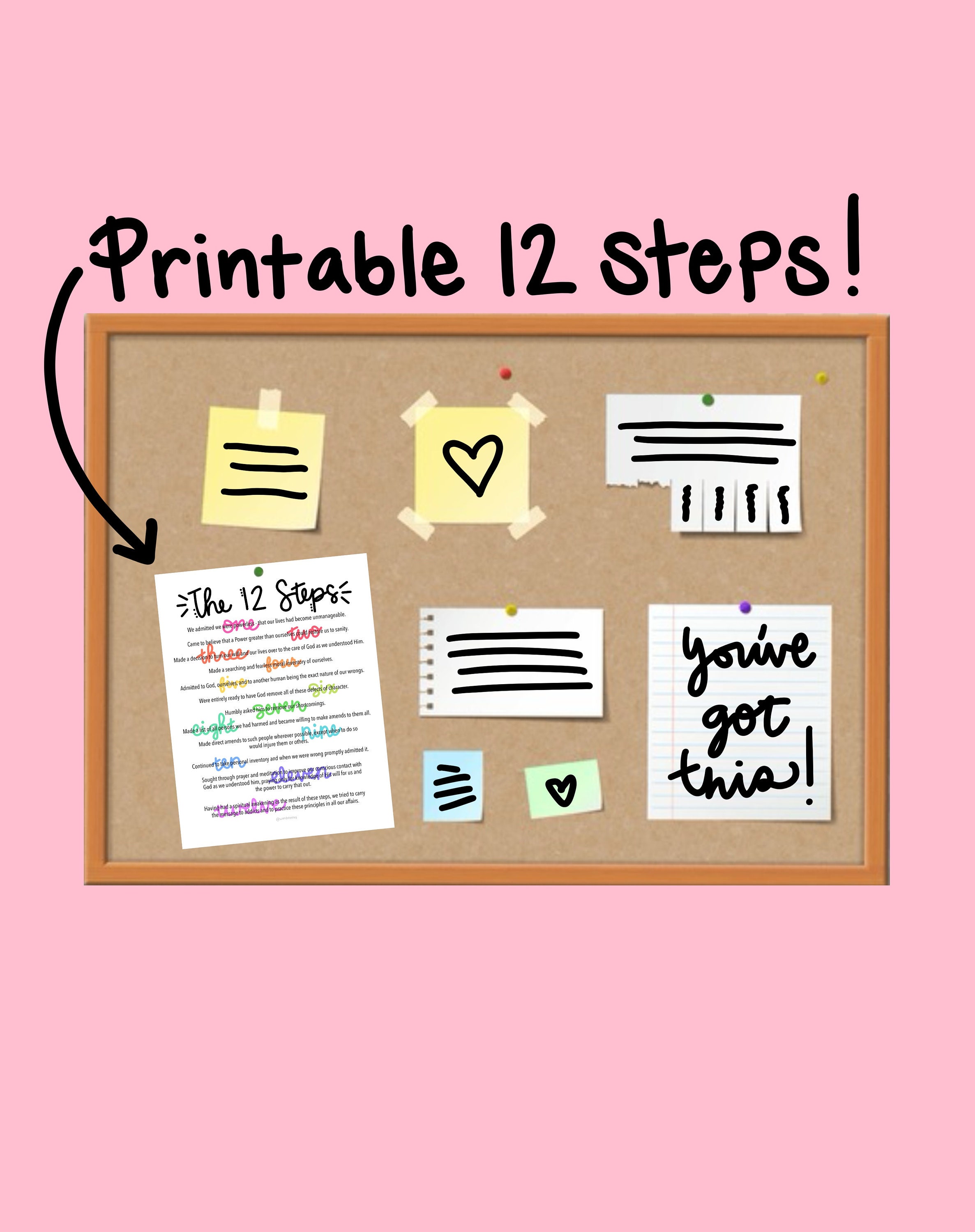 The 12 Steps Cute Colorful Printable File PNG 8.5x11 - Etsy