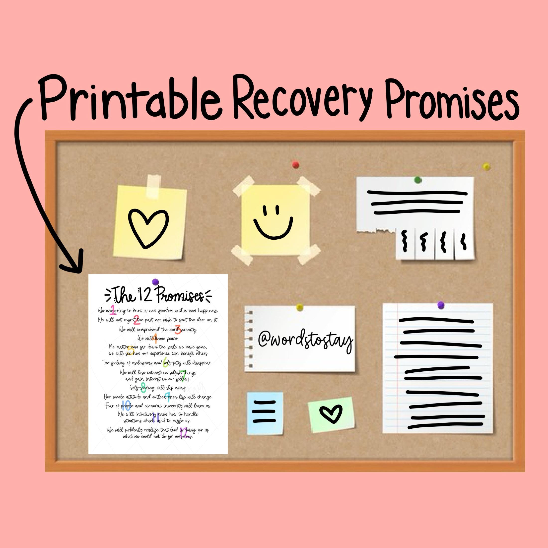 12 Promises of Recovery: AA NA Printable Art (PNG) - Etsy