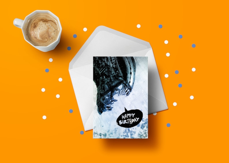 Alien movie Birthday Card xenomorph greeting card 70s horror | Etsy