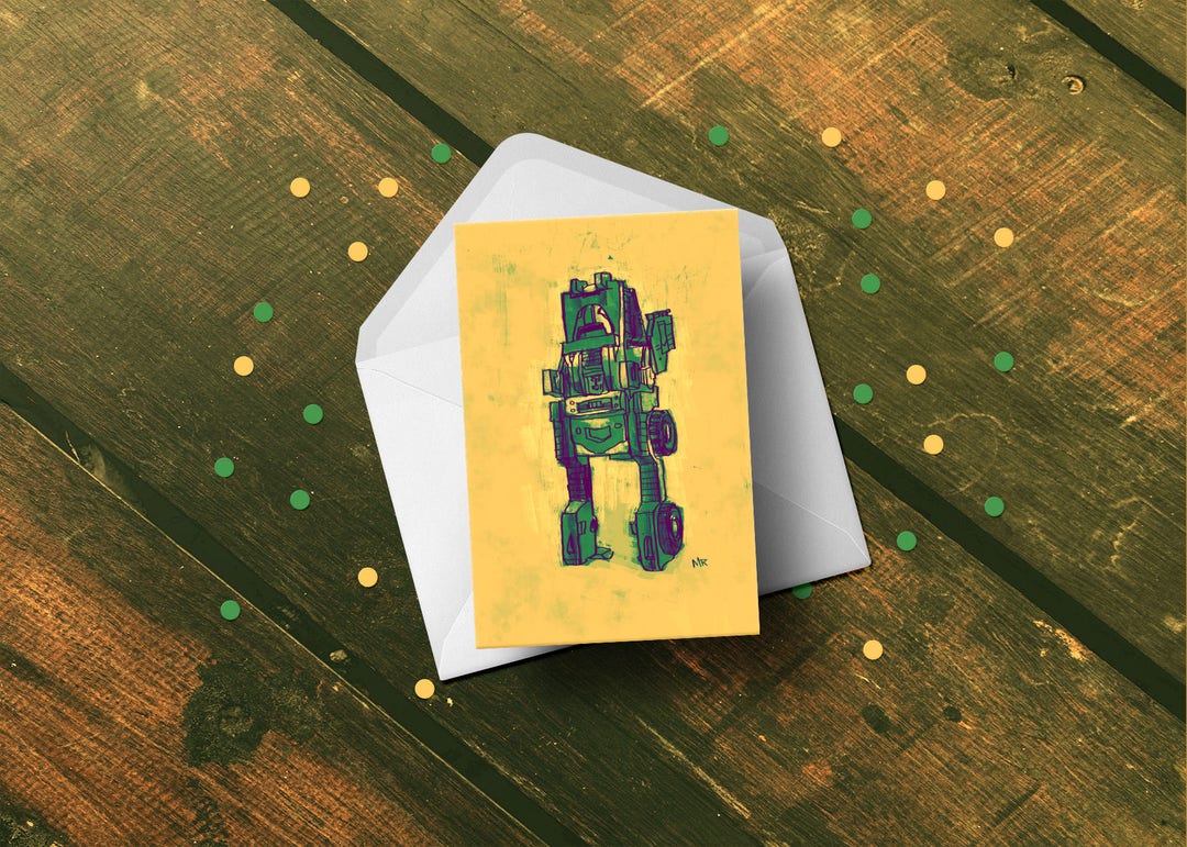Transformers Art Print Brawn Drawing Retro Greetings Card (A6 - 105 X ...