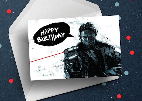 Terminator movie Birthday Card 80s horror film art drawing | Etsy