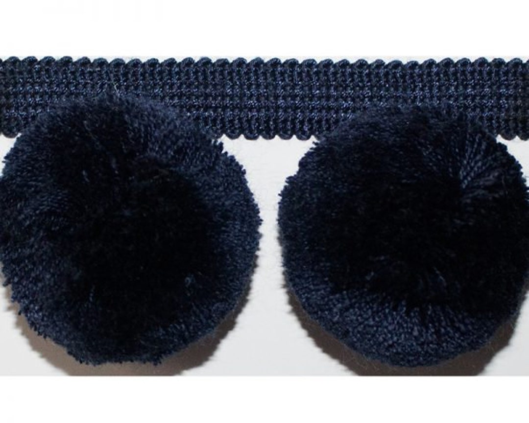 Fluffy Pom-pom Trim : Navy - Etsy