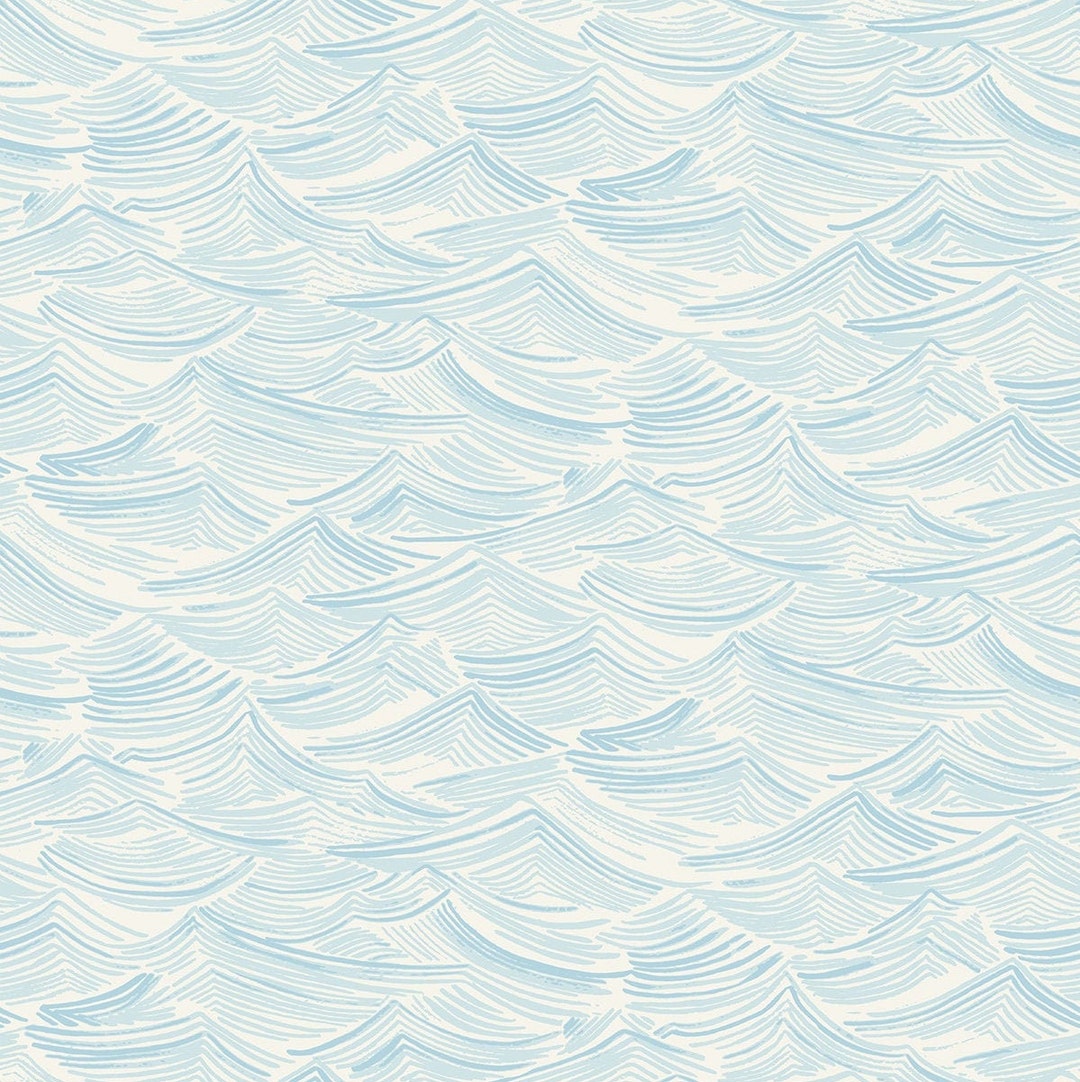 Blue Wave Nursery or Bathroom Wallpaper - Etsy