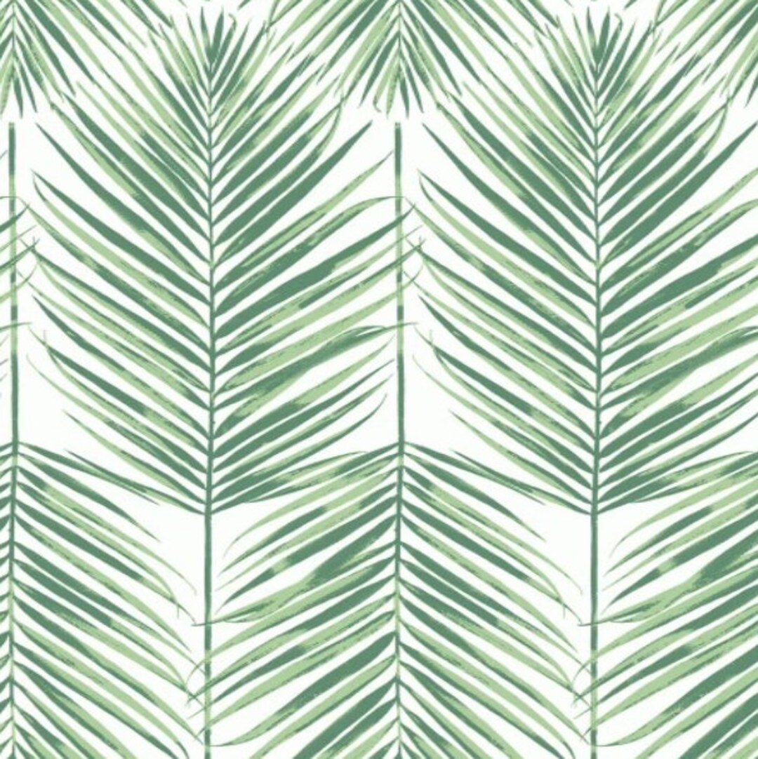 Breezy Leaf Green Palm Wallpaper - Etsy
