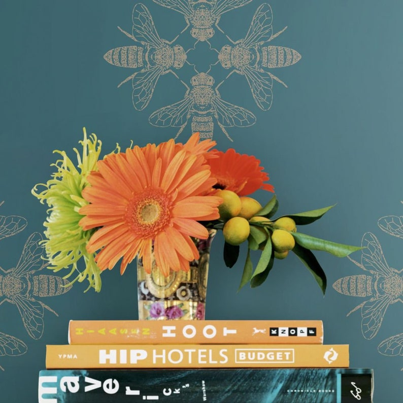 Bee Insect Prepasted Wallpaper - Etsy