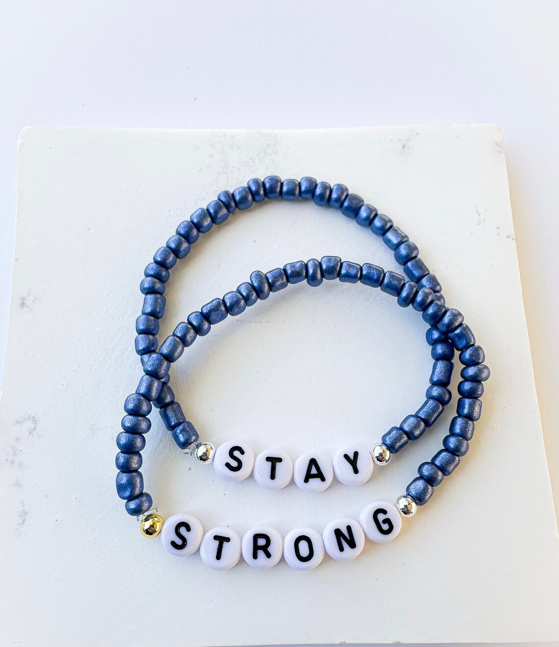 Stay Strong Bracelet Set Motivational Bracelets Custom Bracelet ...