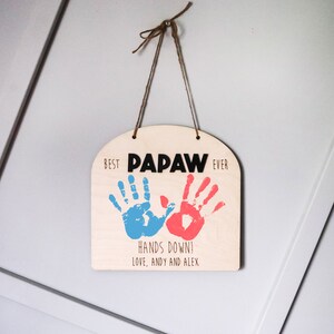 Father's Day Handprint Sign | Wood Handprint Best Dad Hands Down ...