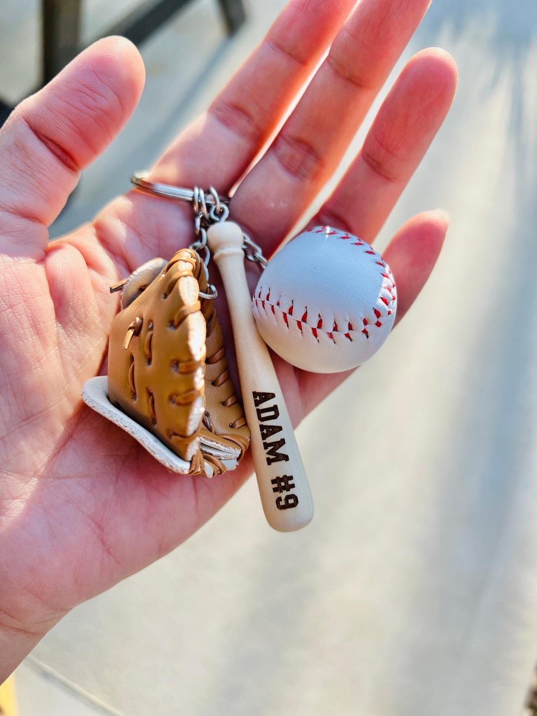 Baseball Key Chain | Mini Baseball Set Bag Tag | Custom for Baseball ...