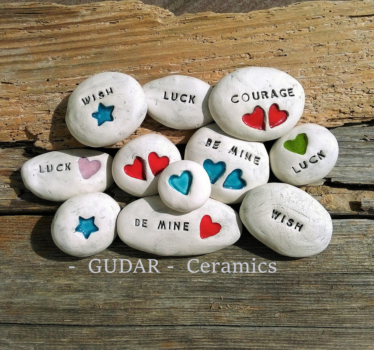 Ceramic Stones Handmade Unique Love Heart Personal Words Message Stones ...