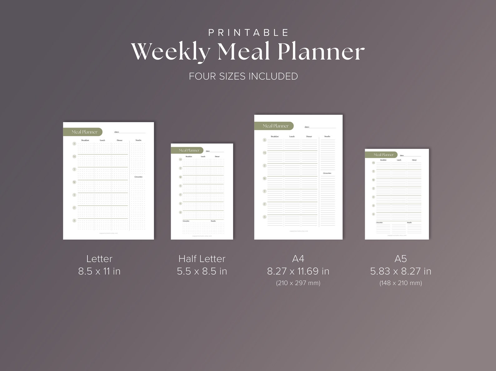 Printable Weekly Meal Plan With Snack and Grocery List/ Daily Menu ...