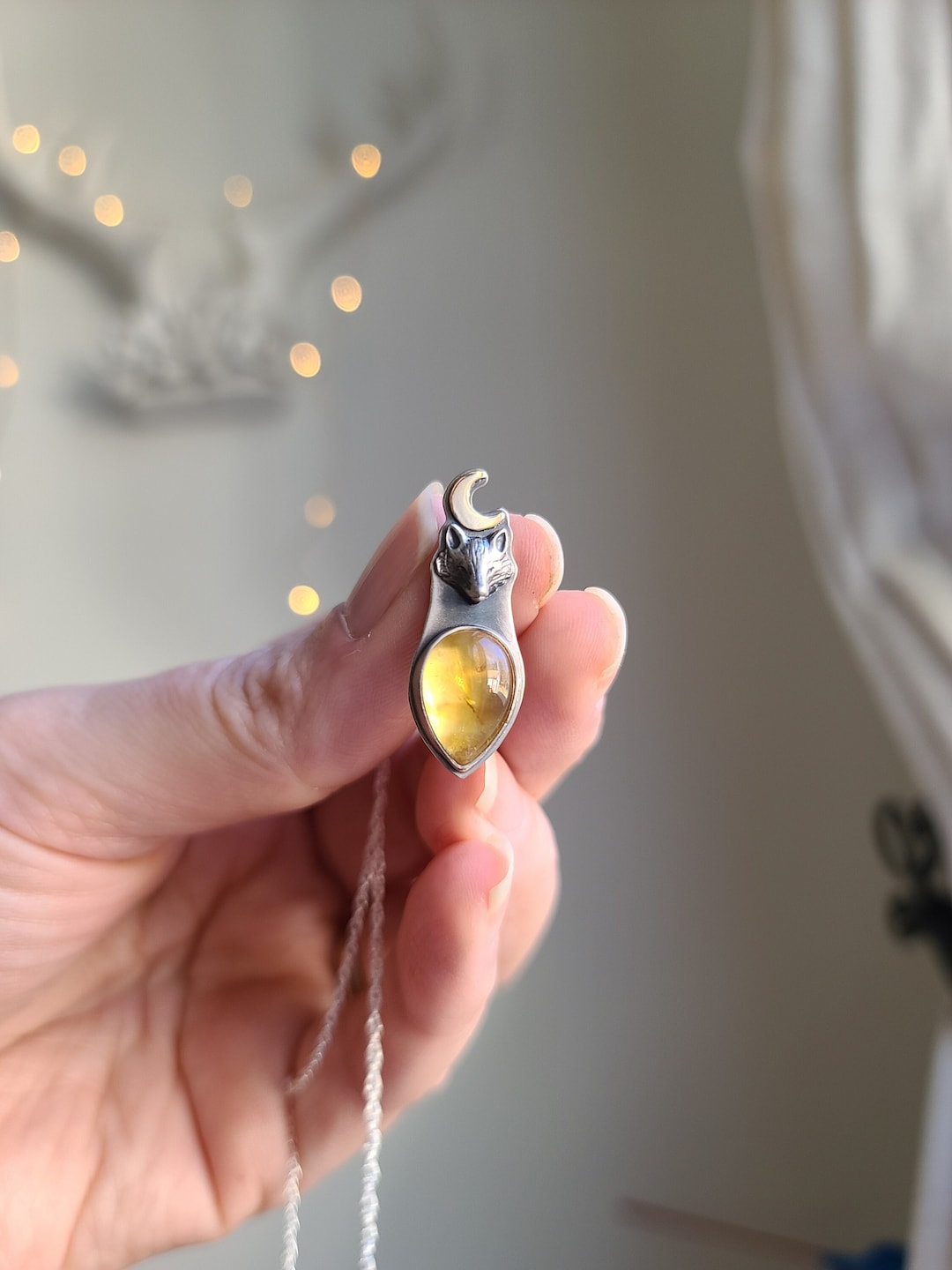 Moon Fox Citrine Necklace. Feminine Magic. Shapeshifter. Fox Jewelry ...