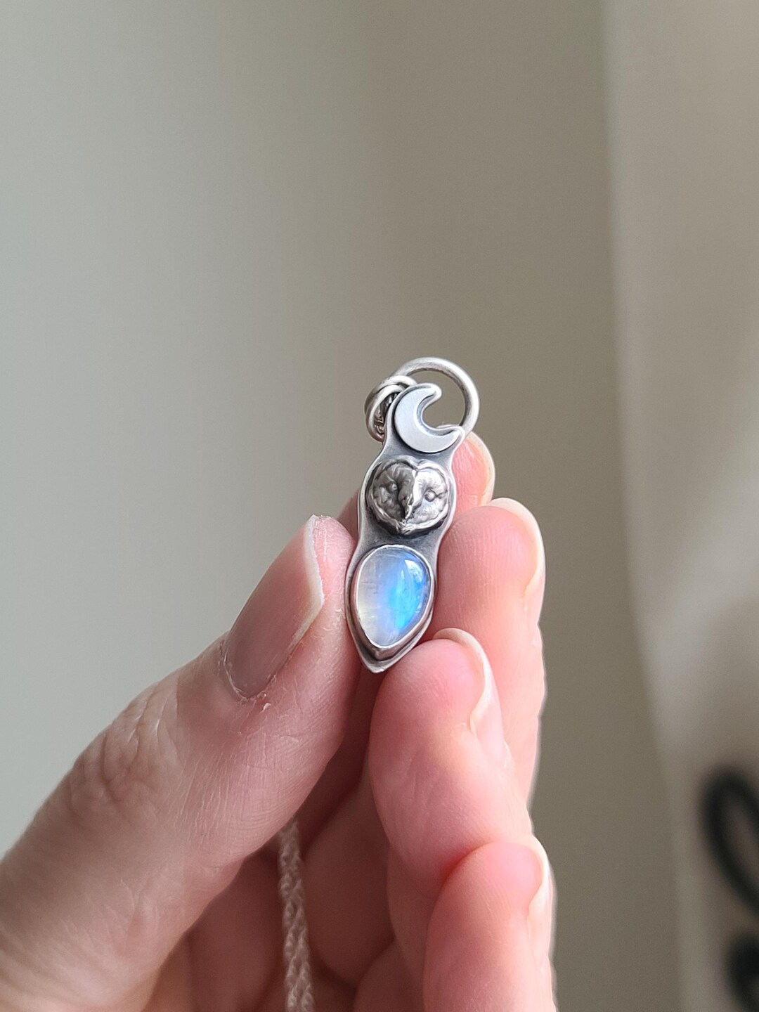 Owl Goddess With Moon. Moonstone Owl Necklace. Owl Jewelry ...