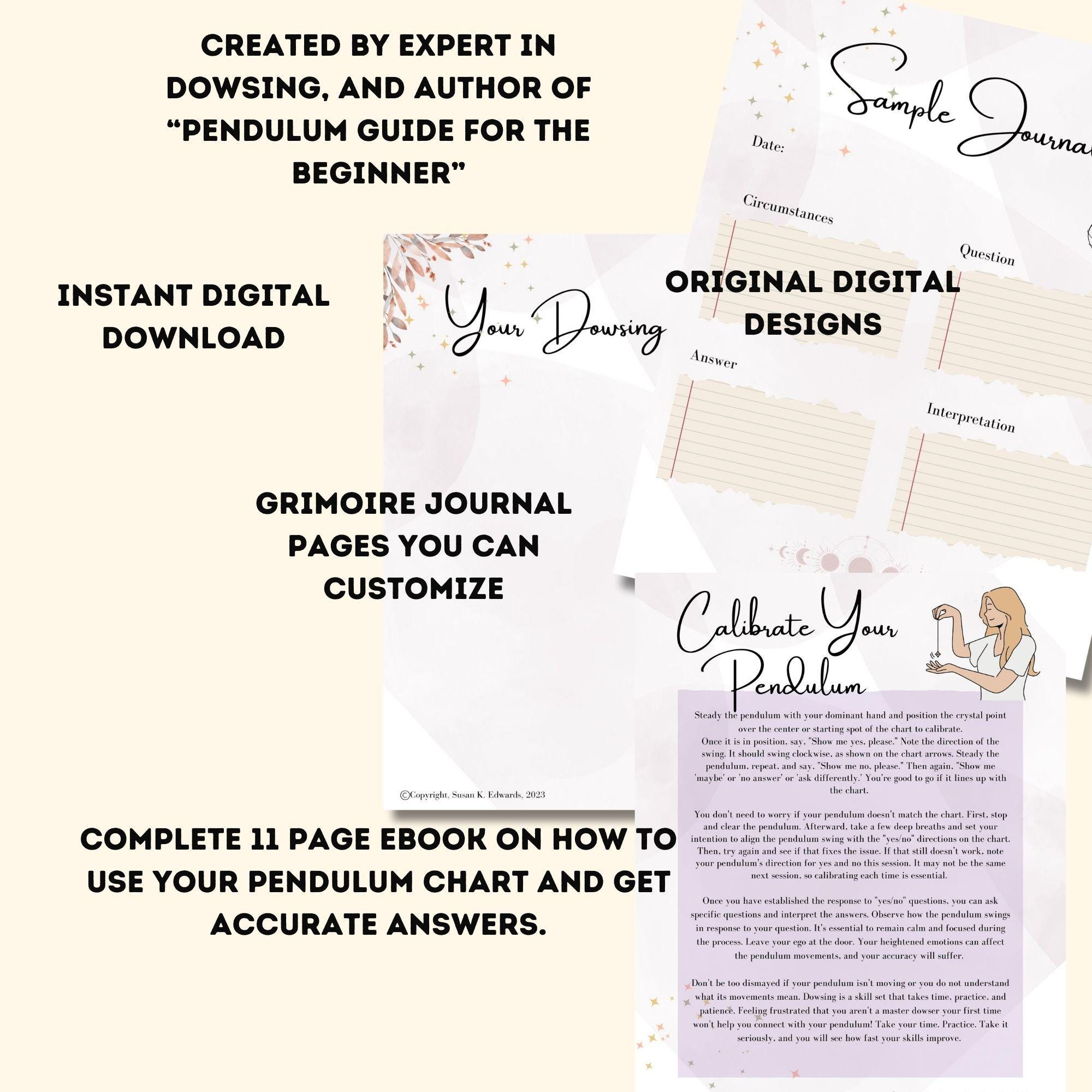 Pentagram Pendulum Chart Bundle | Color & Black-and-white Printable ...