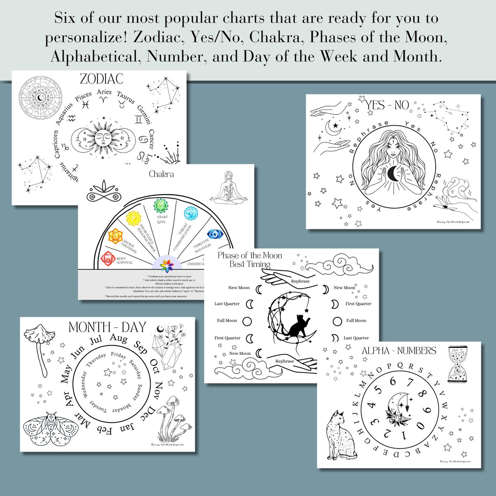 Pendulum Board Coloring Page Bundle 6 Printable Coloring Page Charts ...