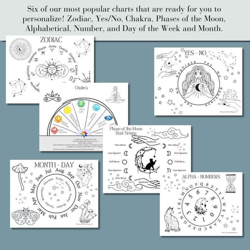 Pendulum Board Coloring Page Bundle | 6 Printable Coloring Page Charts ...