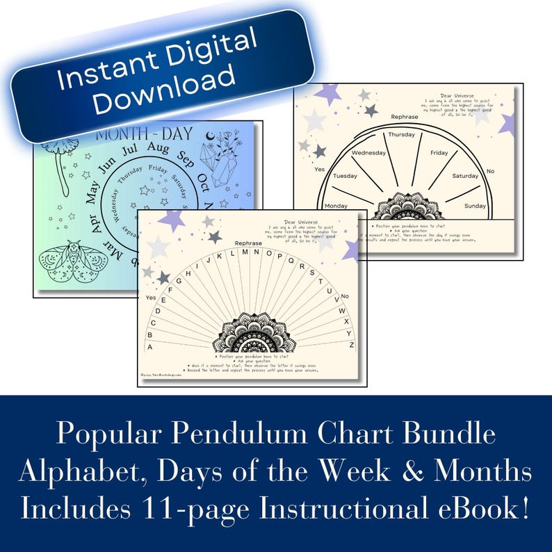 Pendulum Chart Bundle | Alphabet, Days of the Week - Months | Color and ...