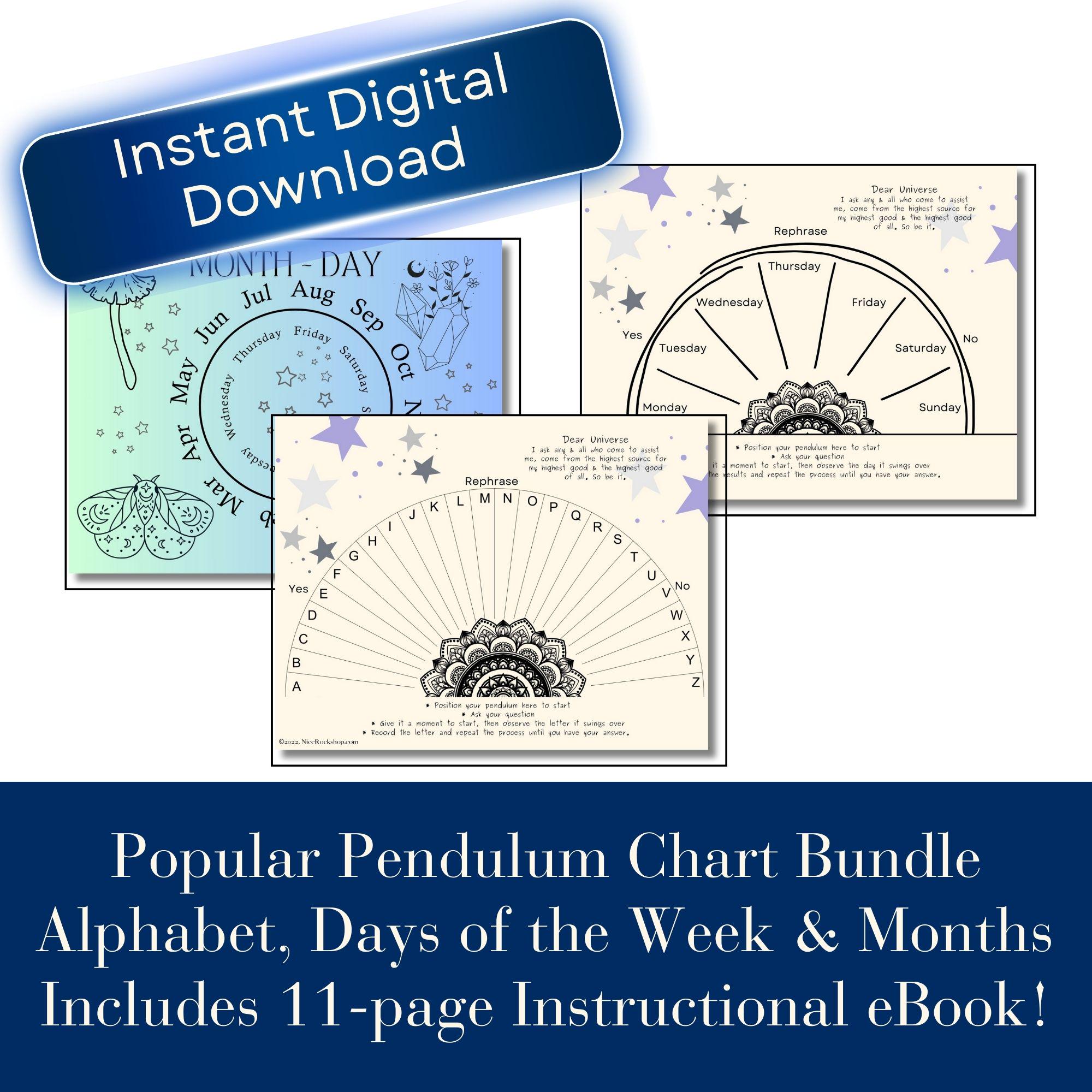 Pendulum Chart Bundle | Alphabet, Days of the Week - Months | Color and ...