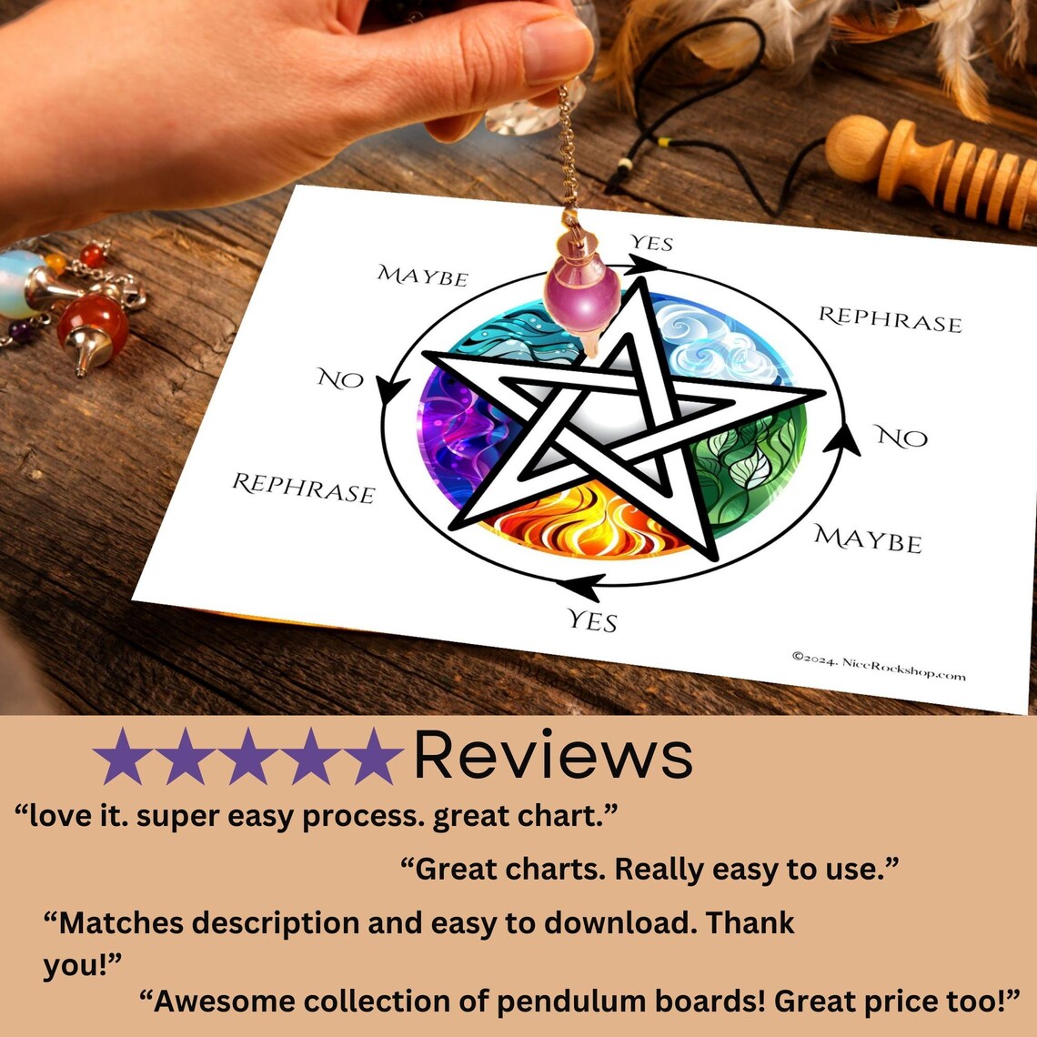 Pentagram Pendulum Chart Bundle | Color & Black-and-white Printable ...