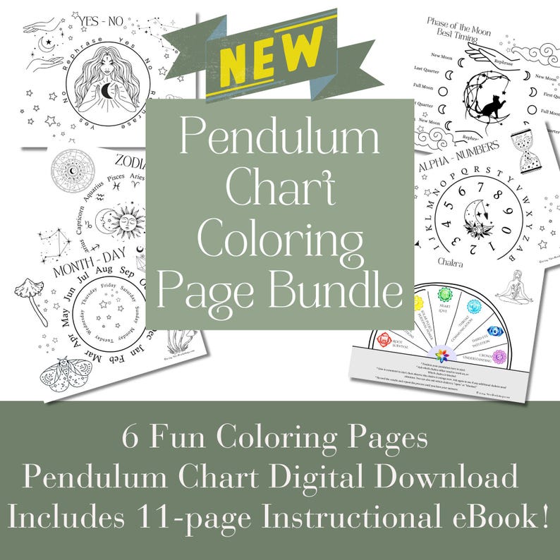 Pendulum Dowsing Charts Bundle: Witchy Coloring Pages & How-to Ebook ...
