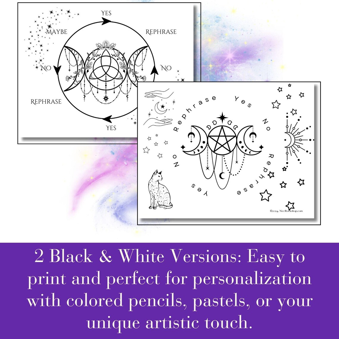 Pentagram Pendulum Chart Bundle | Color & Black-and-white Printable ...