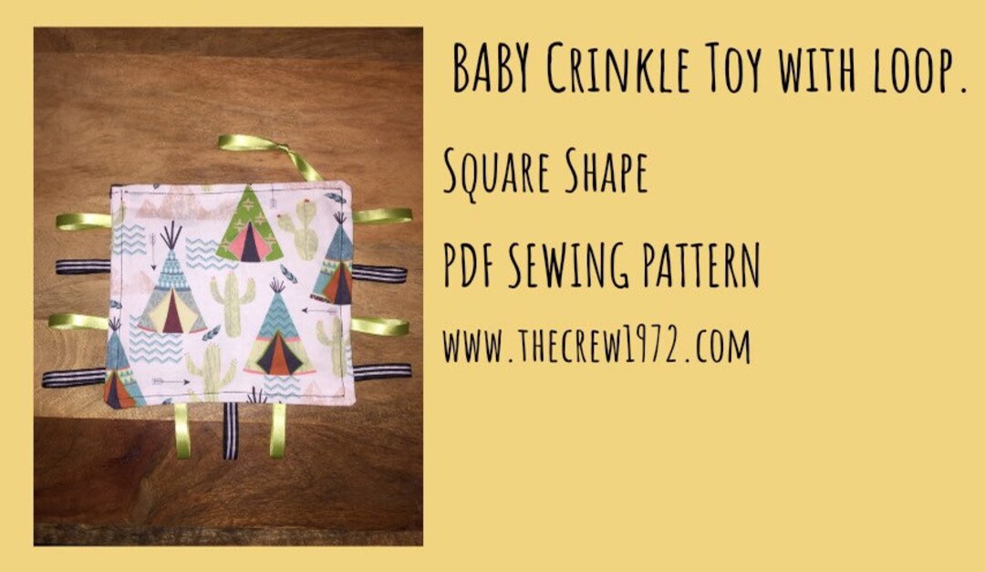 Baby Crinkle Teether Toy With Loop PDF Sewing Pattern: Crinkle Toy Baby ...
