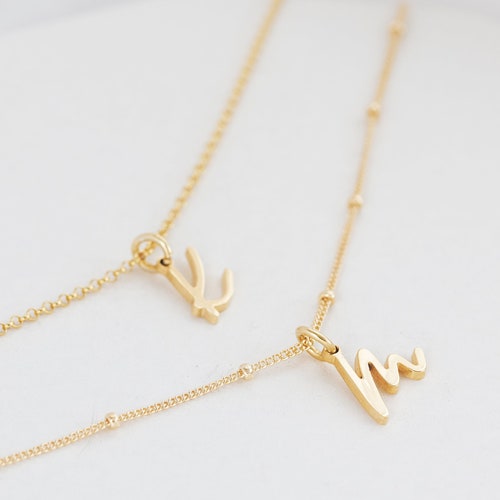 Tiny Gold Initial Necklace Gold Letter Necklace | Etsy
