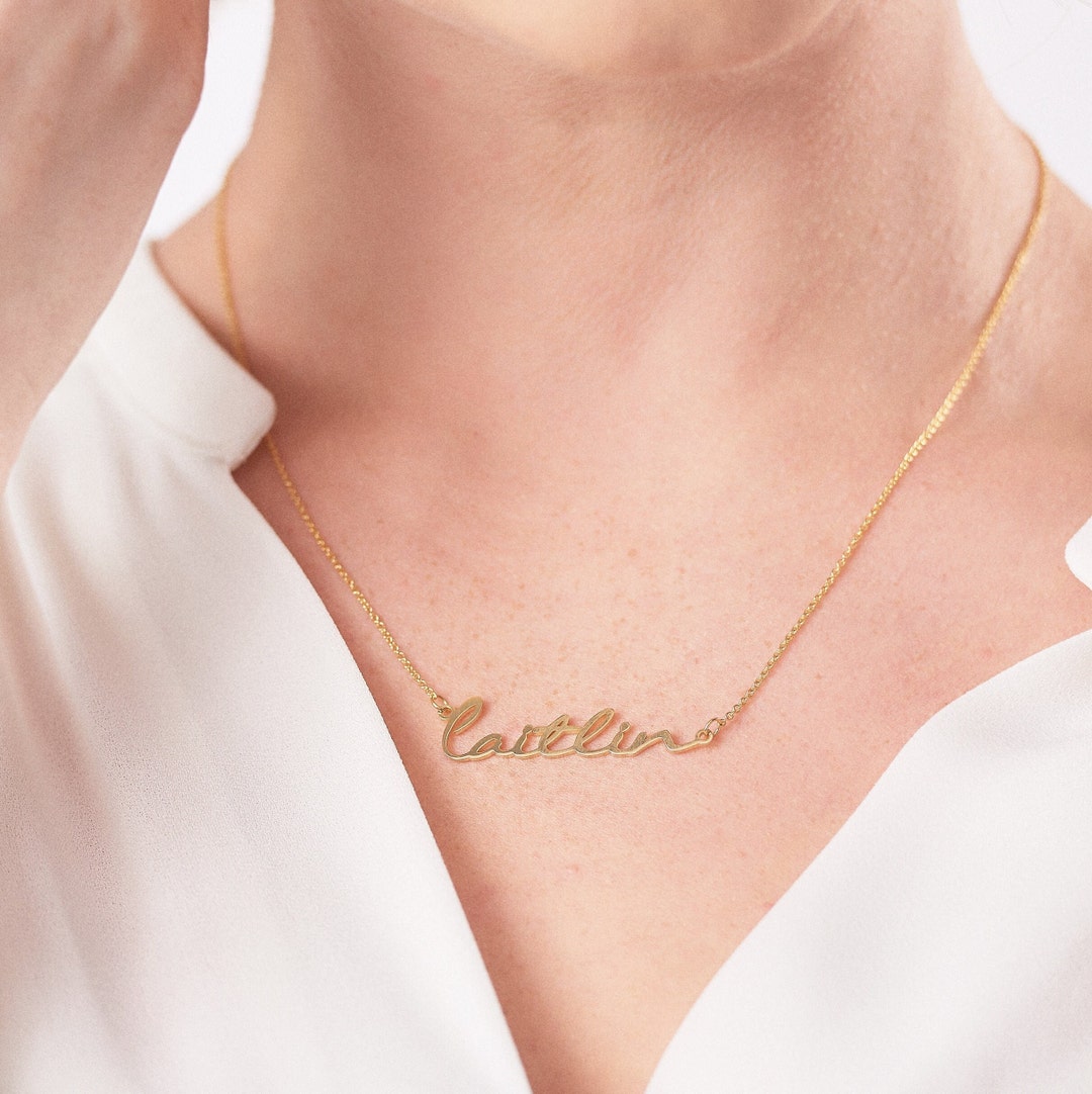 Personalised Name Necklace Gold Name Necklace Nameplate Necklace Gold Name Necklace Uk