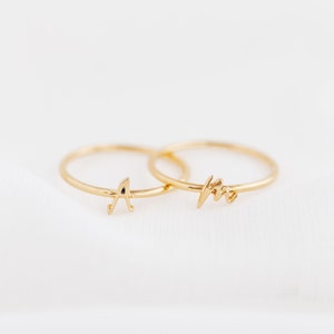 Gold Initial Ring | Letter Ring | Personalised Ring | Script Initial ...