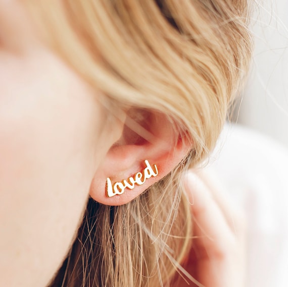 Personalised Name Earrings Gold Name Studs Custom Name Earrings Name Jewellery Personalised Earrings Any Name Name Gift FONT D Etsy