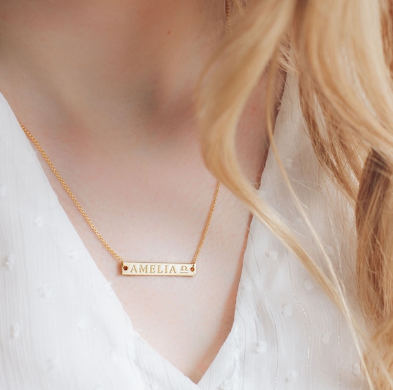Personalised Bar Necklace Engraved Bar Necklace Gold Bar Necklace Double Sided Bar Necklace Name Plate Necklace Bar Jewellery