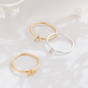 Gold Initial Ring | Letter Ring | Personalised Ring | Script Initial ...