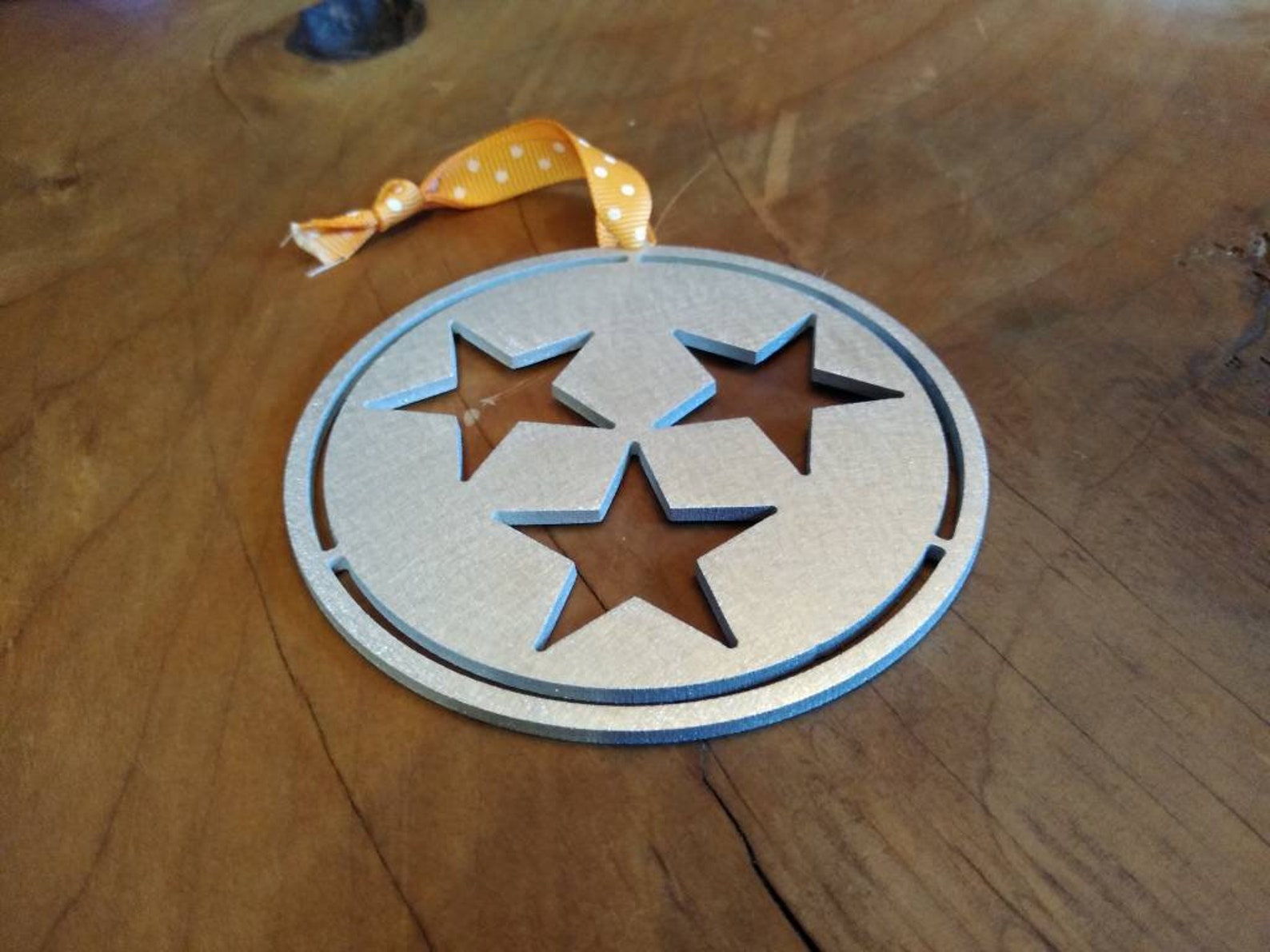 Tennessee Tri-star State Flag Christmas Ornament Brushed Aluminum Vols ...