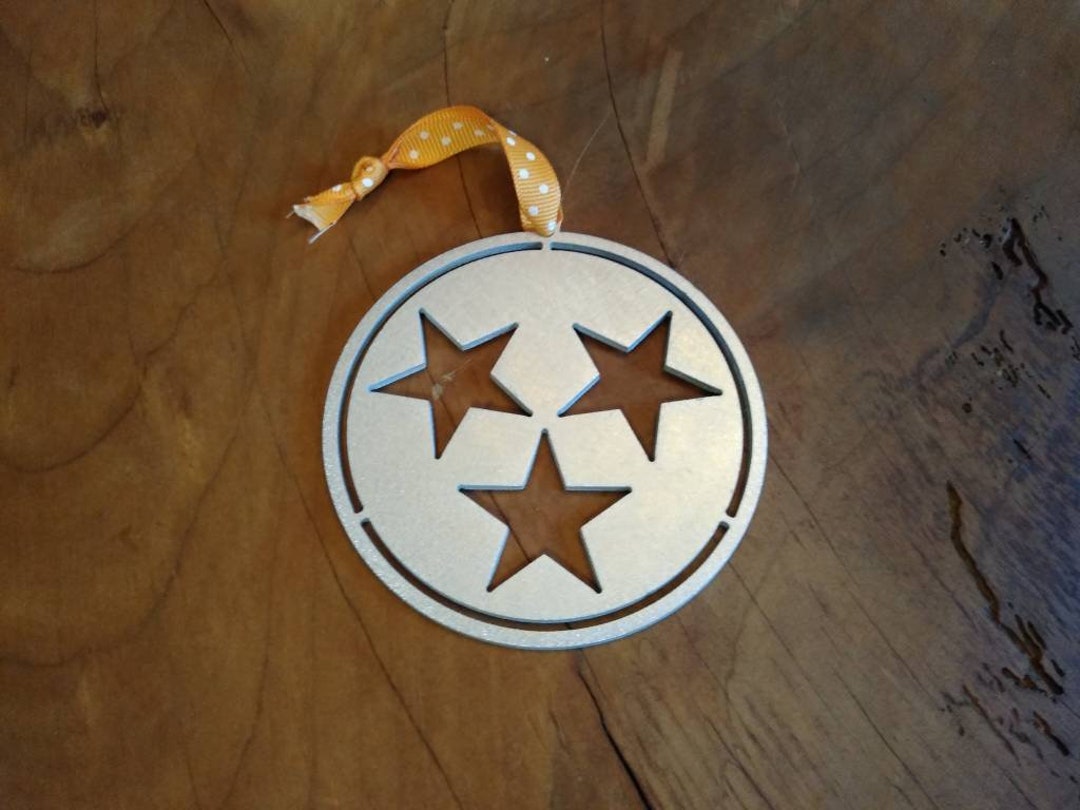 Tennessee Tri-star State Flag Christmas Ornament Brushed Aluminum Vols ...