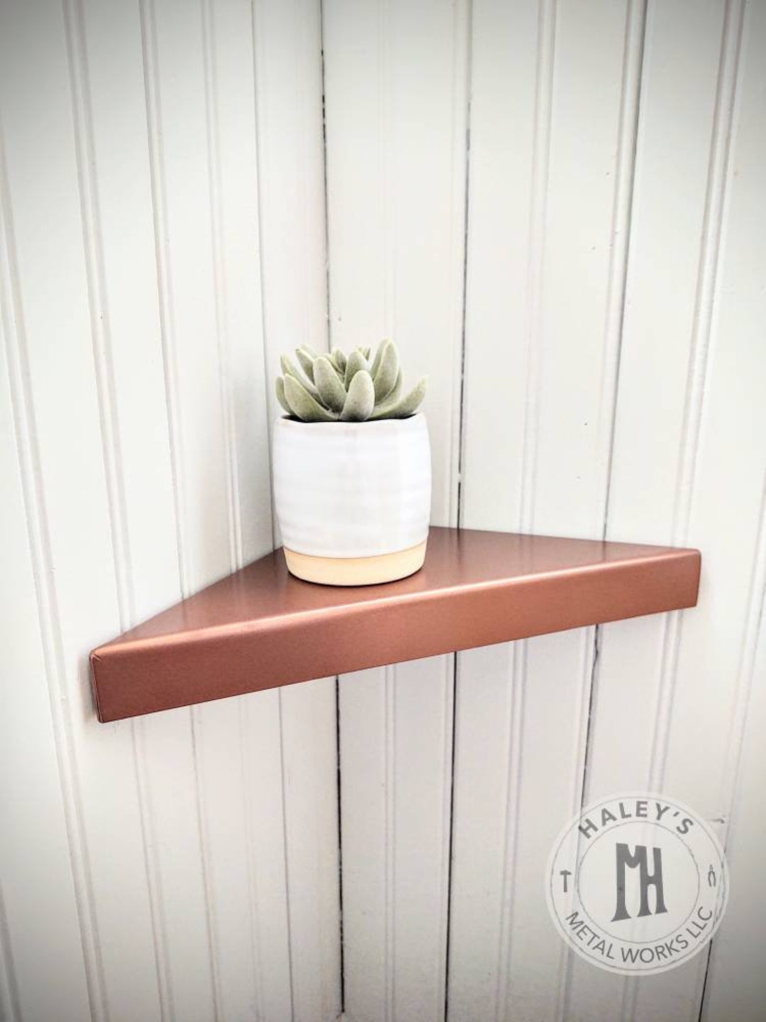 Corner Shelf Rose Gold Metal 12 or 20 Inch Floating Shelves Farmhouse ...