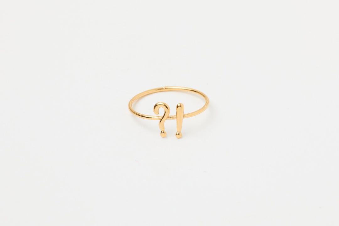 Last Piece Sterling Silver Ring ?! Question ? Exclamation Mark Gold ...