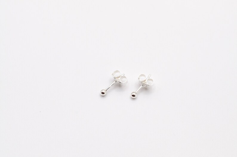 A Pair of Mini Ear Studs Ball Earstuds Sterling Silver 925 | Etsy