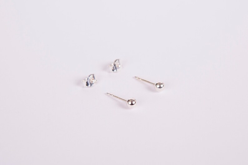 A Pair of Mini Ear Studs Ball Earstuds Sterling Silver 925 | Etsy