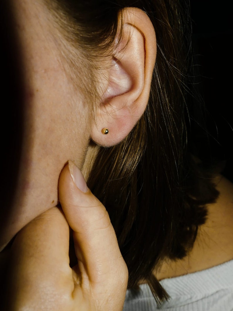 A Pair of Mini Ear Studs Ball Earstuds Sterling Silver 925 | Etsy