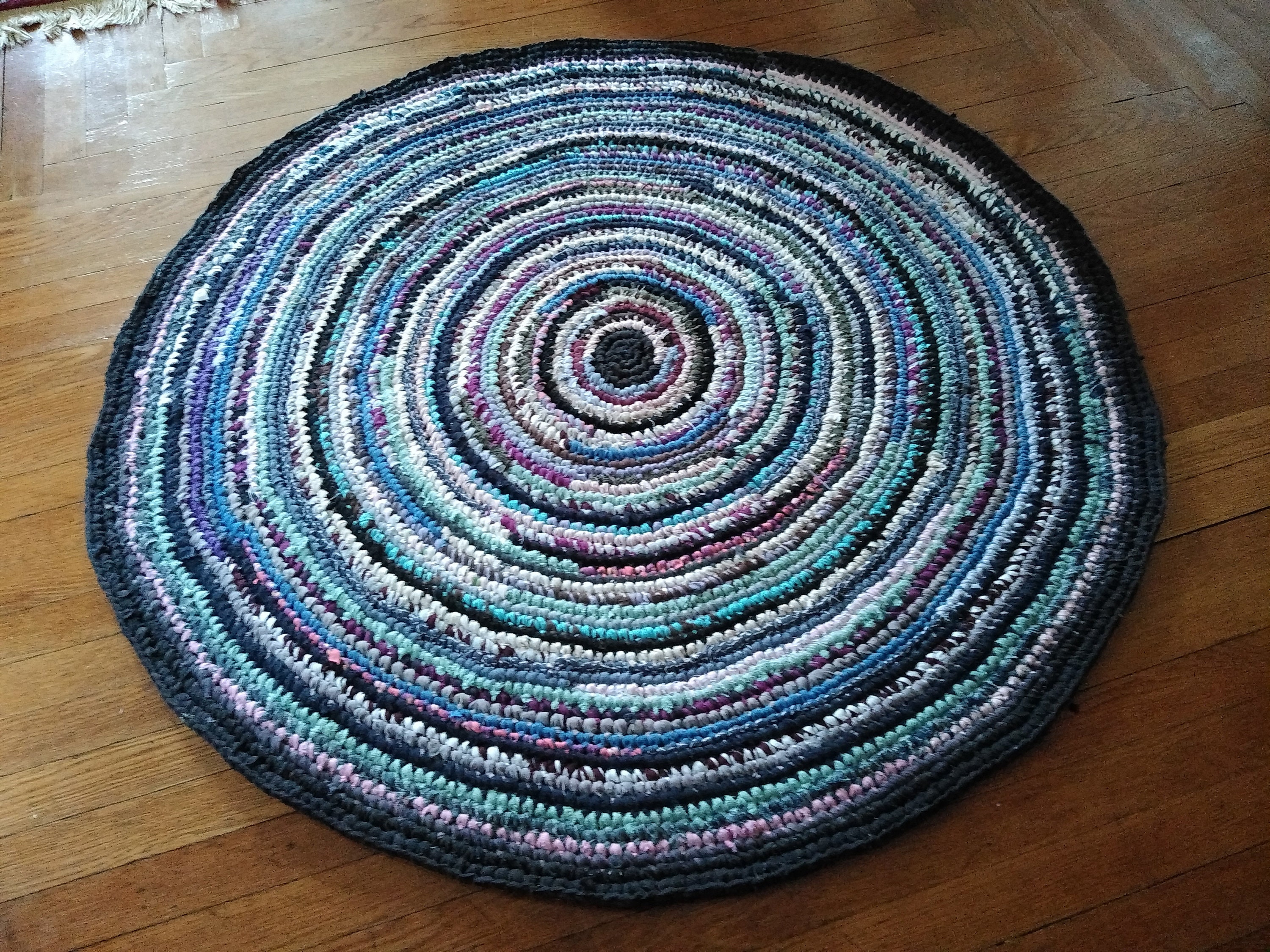 Handmade Crocheted Crochet Rag Rug 47 Inches Diameter Eco | Etsy