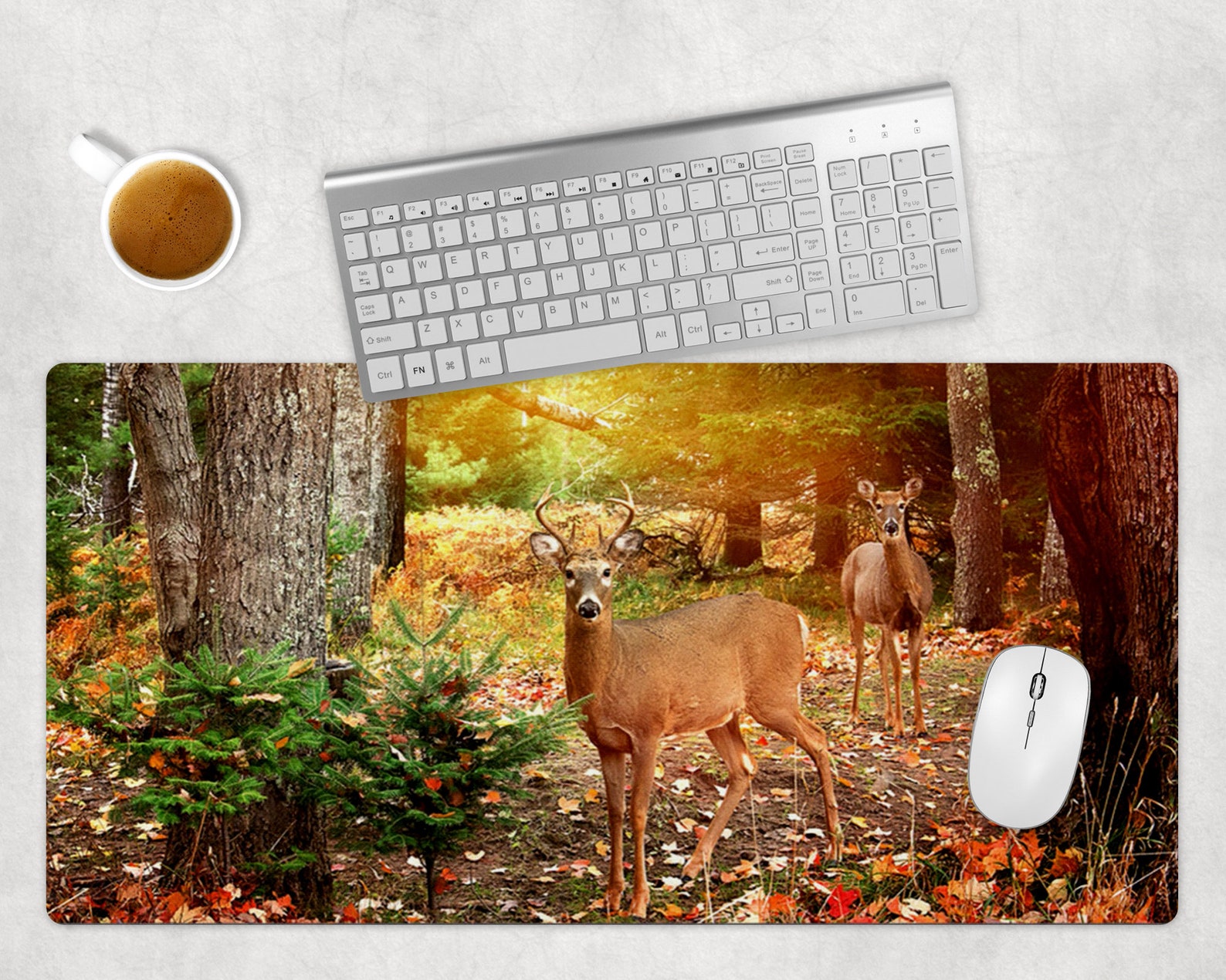 Desk Mats, Michigan Whitetail Deer Desk Pad, Sunset Deer Gaming Mouse ...