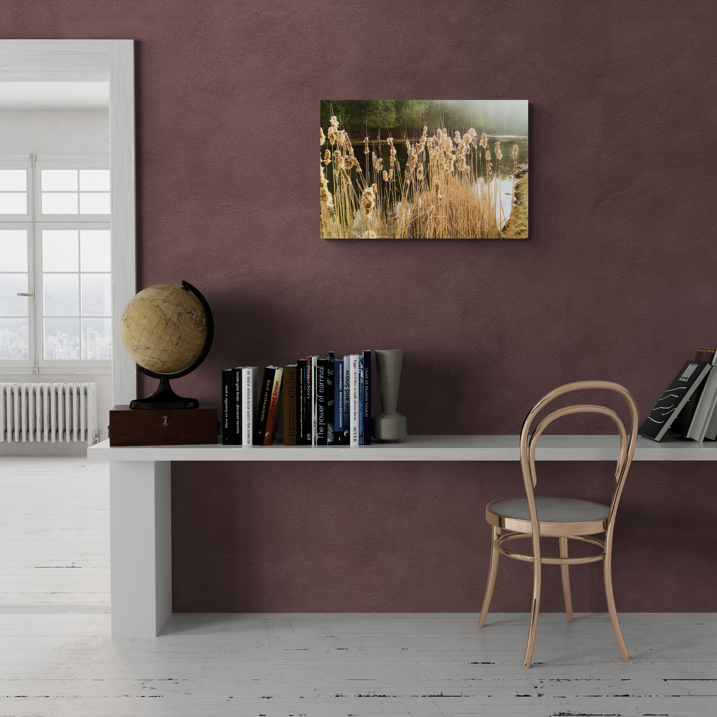 Wetlands Cattails Canvas, Gallery Wrap Wall Art, Rustic Country Wall ...