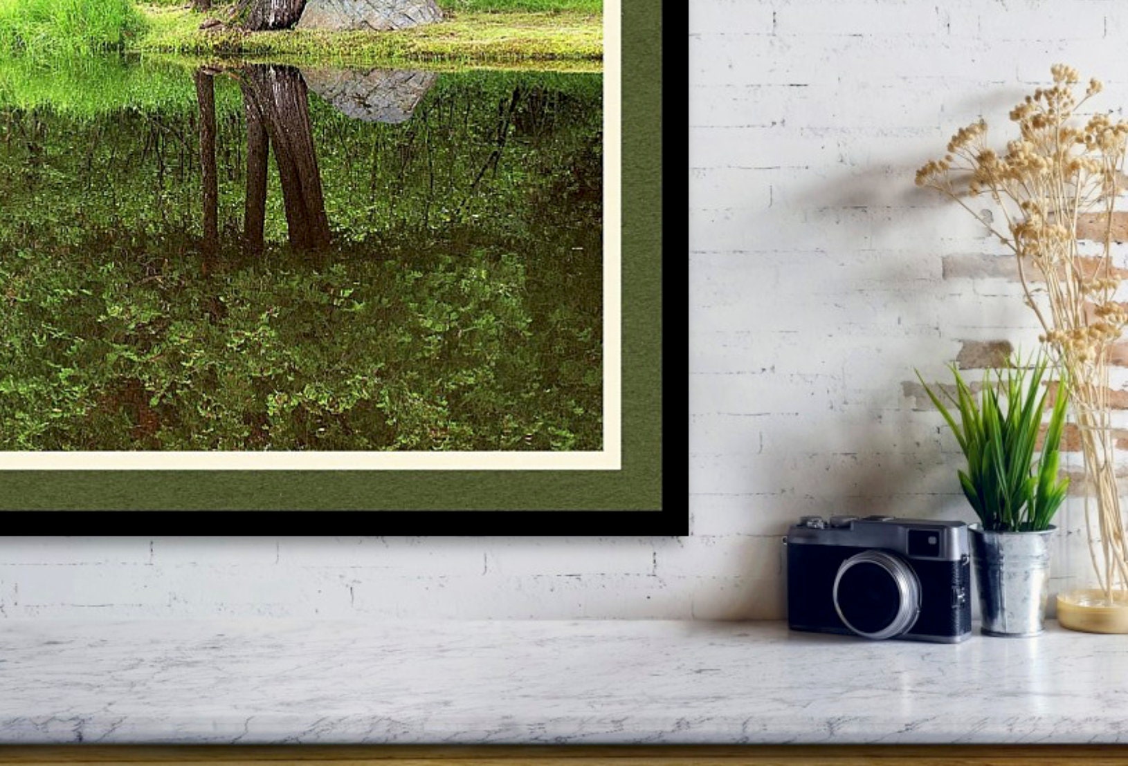 Cedar Forest Water Reflection Print, Woodland Photography, Emerald ...