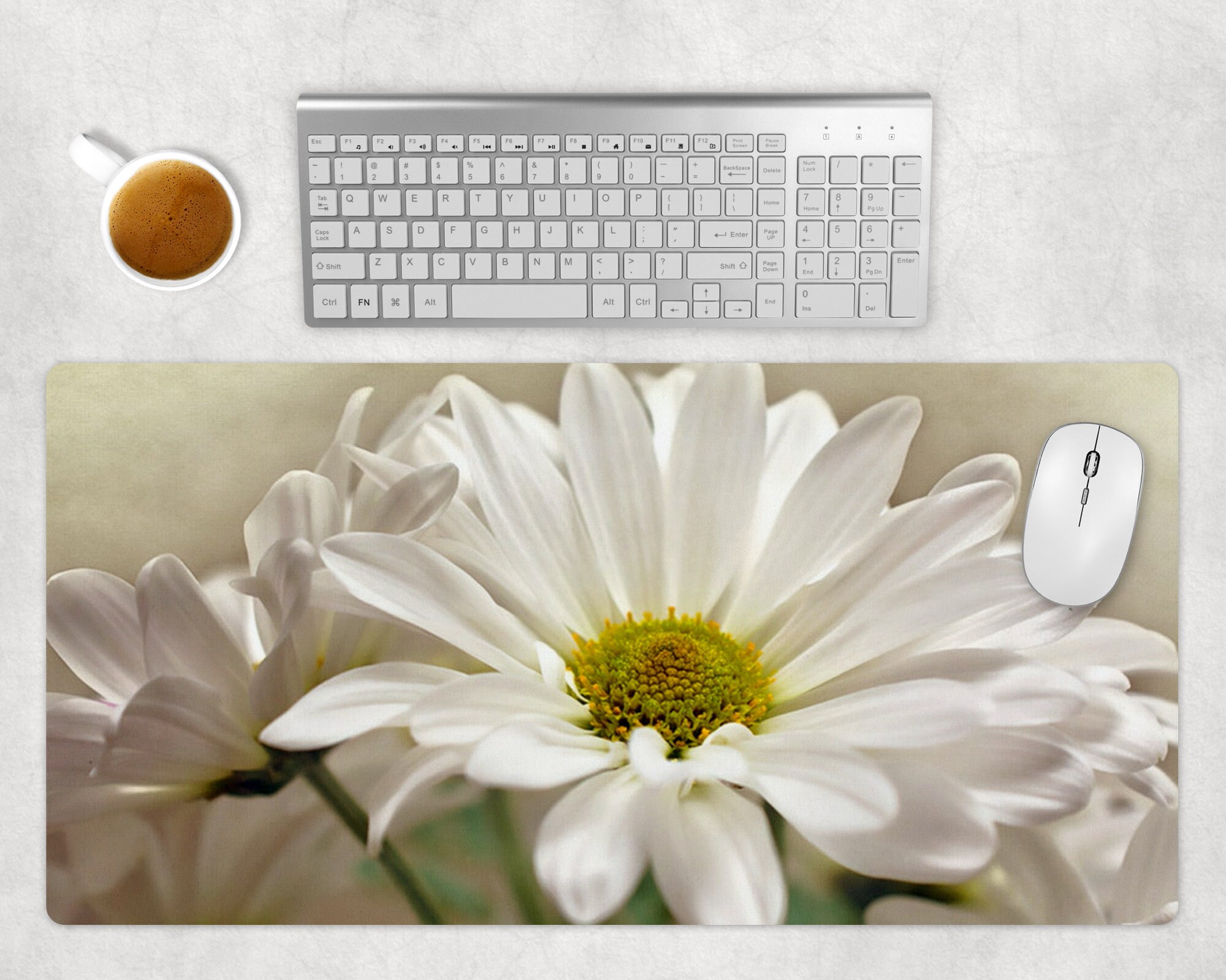 Daisy Desk Mat, Gerbera Floral Computer Pad, Floral Art Office Decor ...