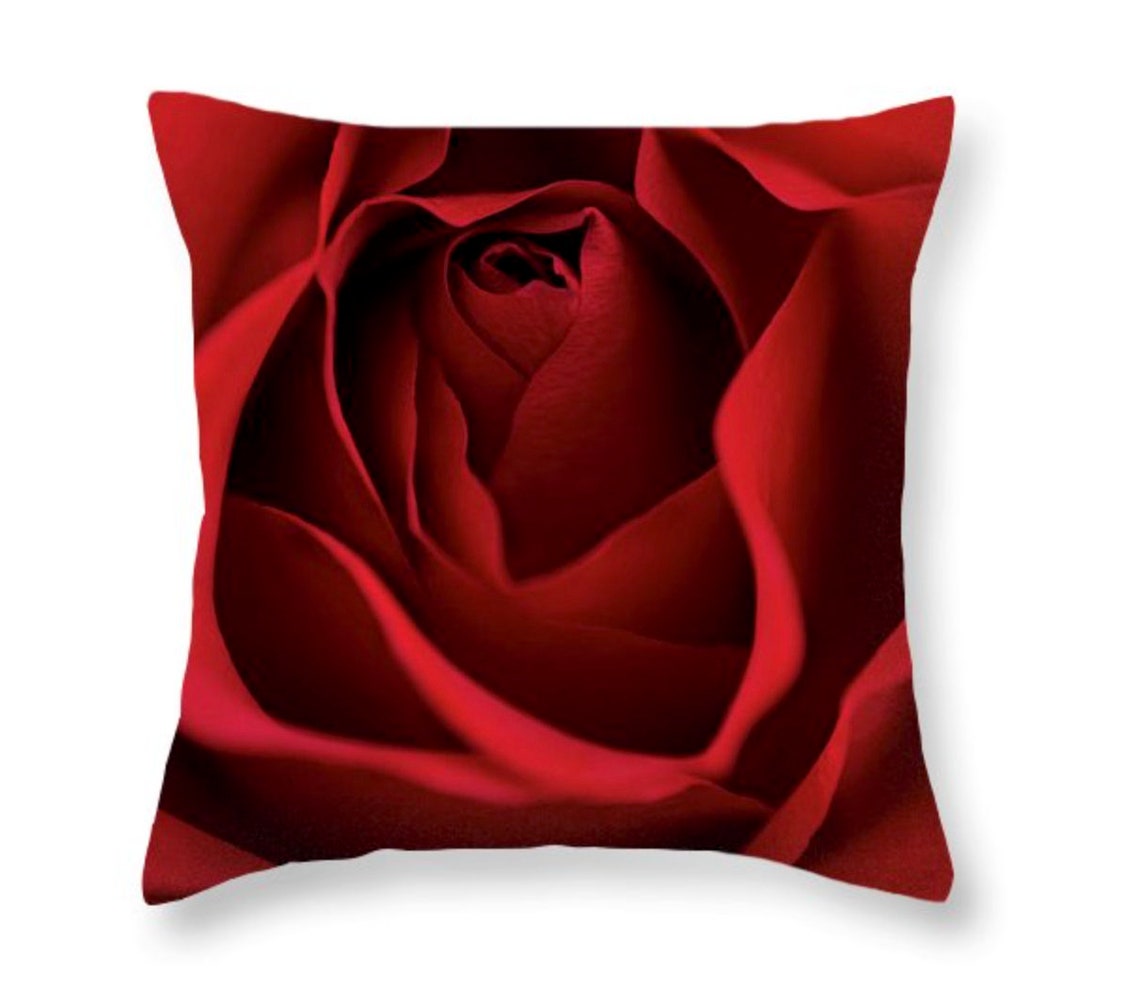 Macro Red Rose Throw Pillow Decorative Pillows Accent - Etsy