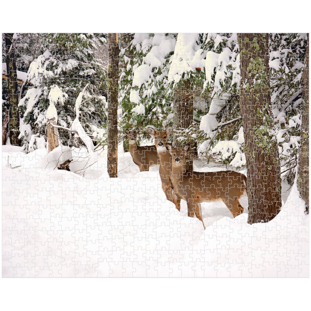 Michigan Whitetail Deer in Winter Premium Puzzle, Wildlife Jigsaw ...