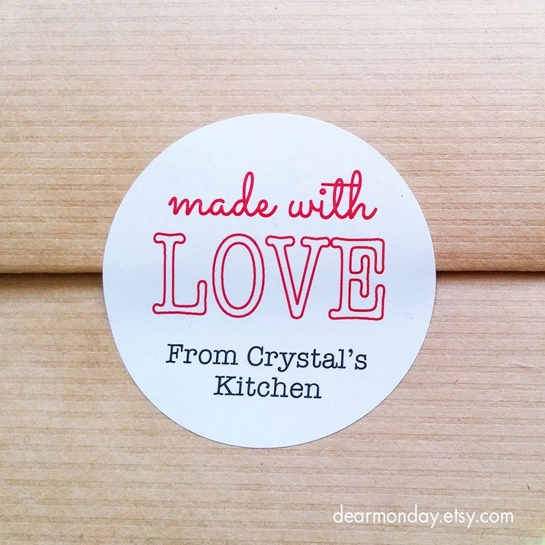 Customized Made With Love Labels Personalized round labels | Etsy